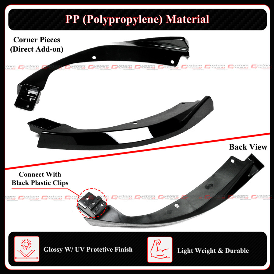 For 2016-21 Civic Sedan GT Shark Fin Style Gloss Black DIffuser Kit W ...