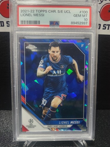 2021-22 Topps Chrome Sapphire edition UCL LIONEL MESSI #100 PSA 10 Gem ...
