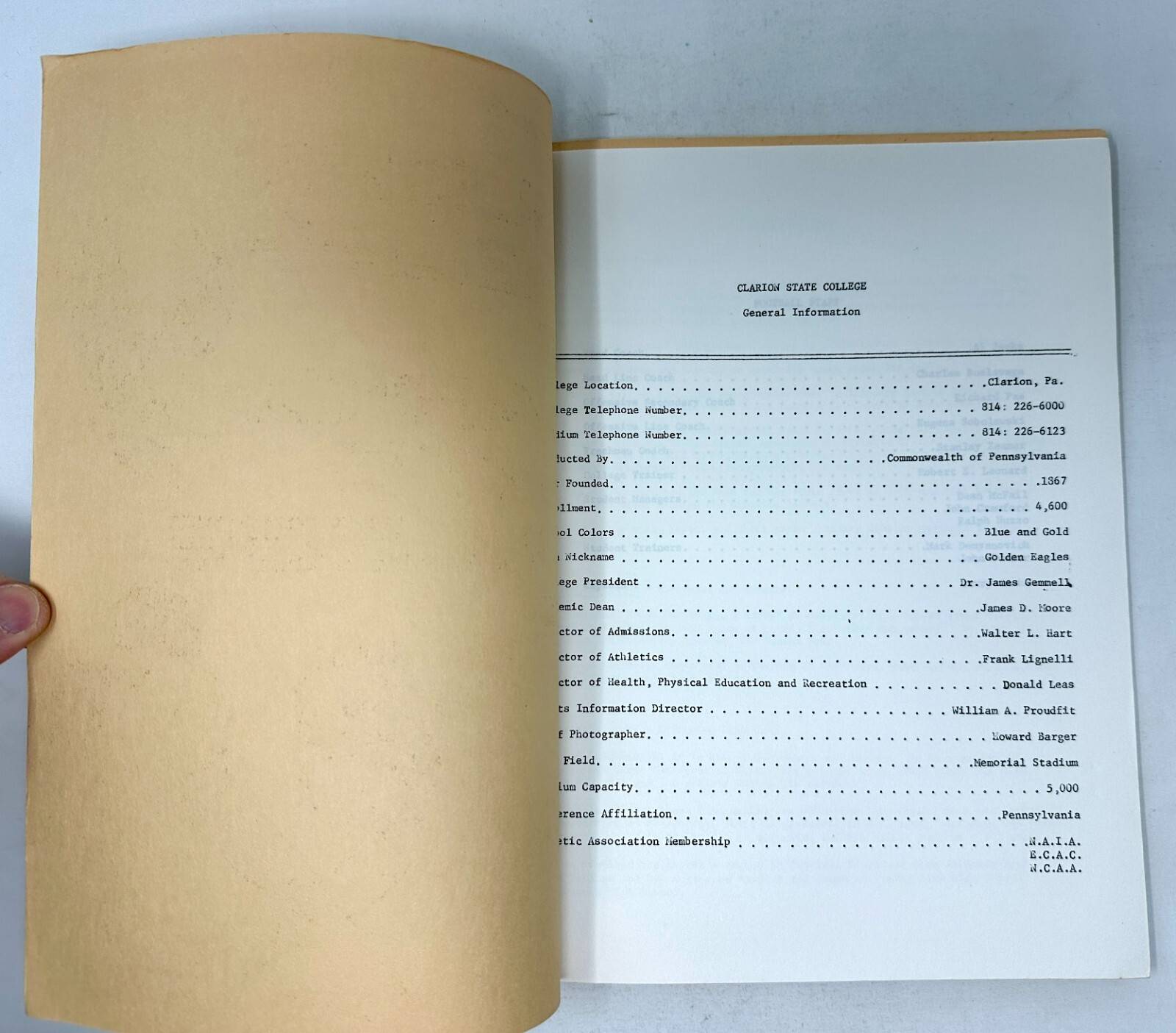 1972 Clarion State College Golden Eagles Football Media Press Radio ...