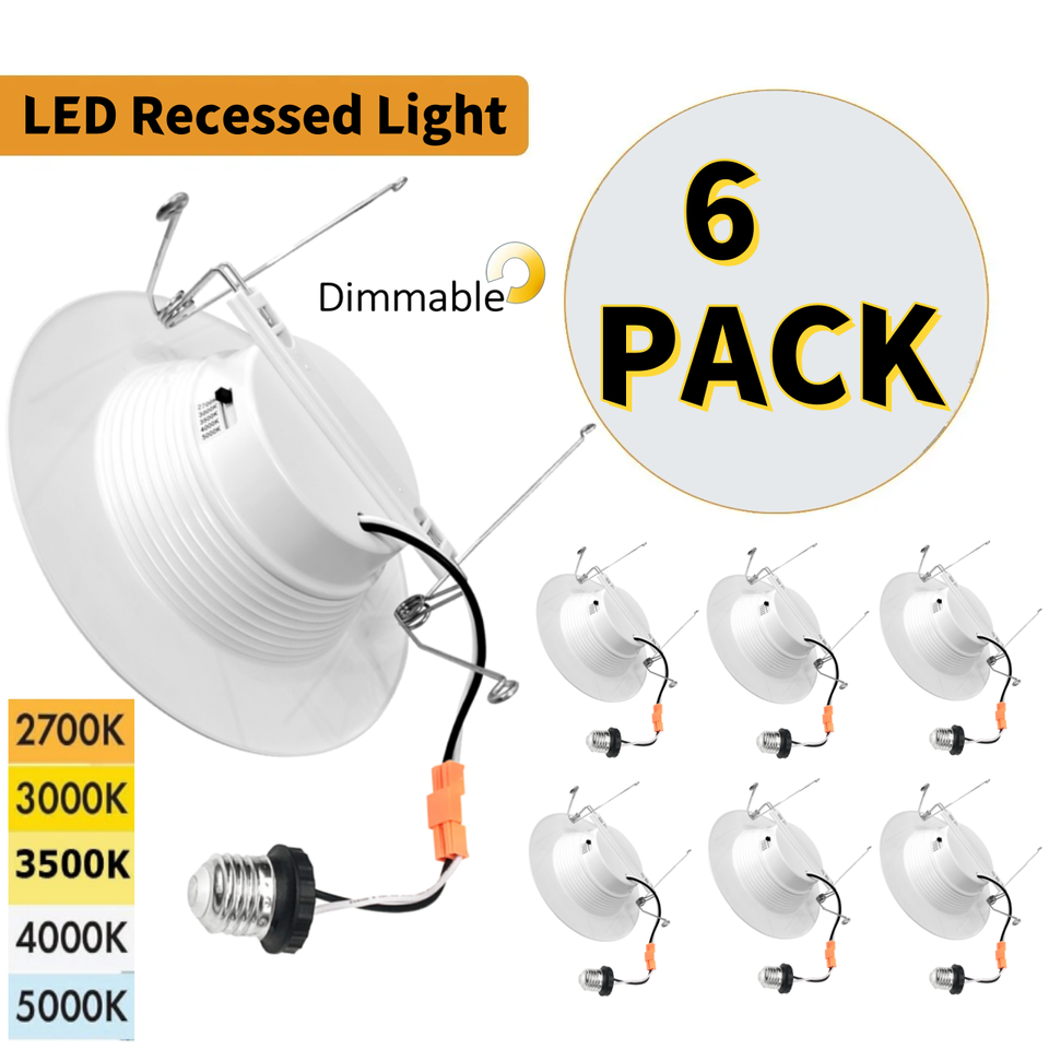 6 12Pack 6 Inch LED Can Lights Retrofit Recessed Lighting Smooth Trim ...