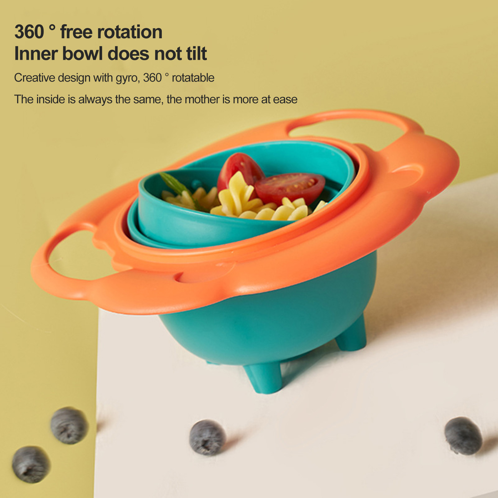 Baby Tableware with Handle Diet Training Spinning Top Infant Bowl Pp ...