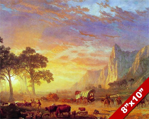 THE OREGON TRAIL PIONEER US HISTORY OIL PAINTING ART POSTER PRINT ON ...