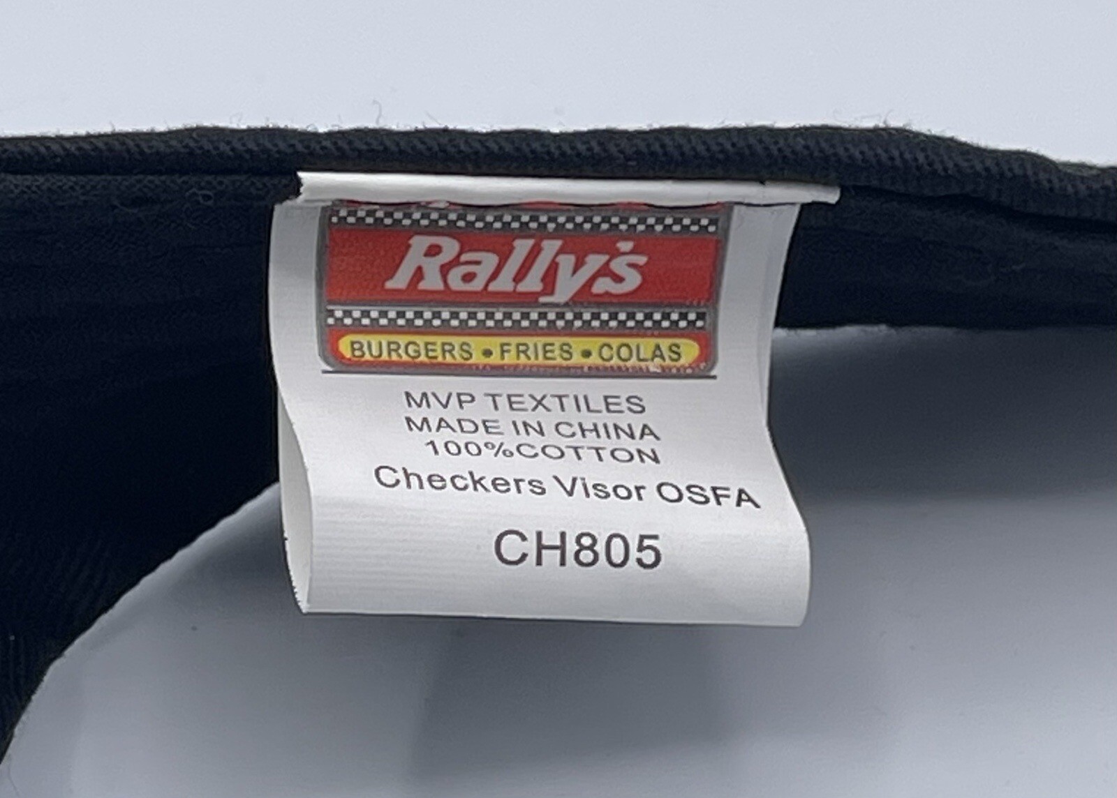 Checkers Burgers Restaurant Black Red Adjustable Visor Hat Employee ...