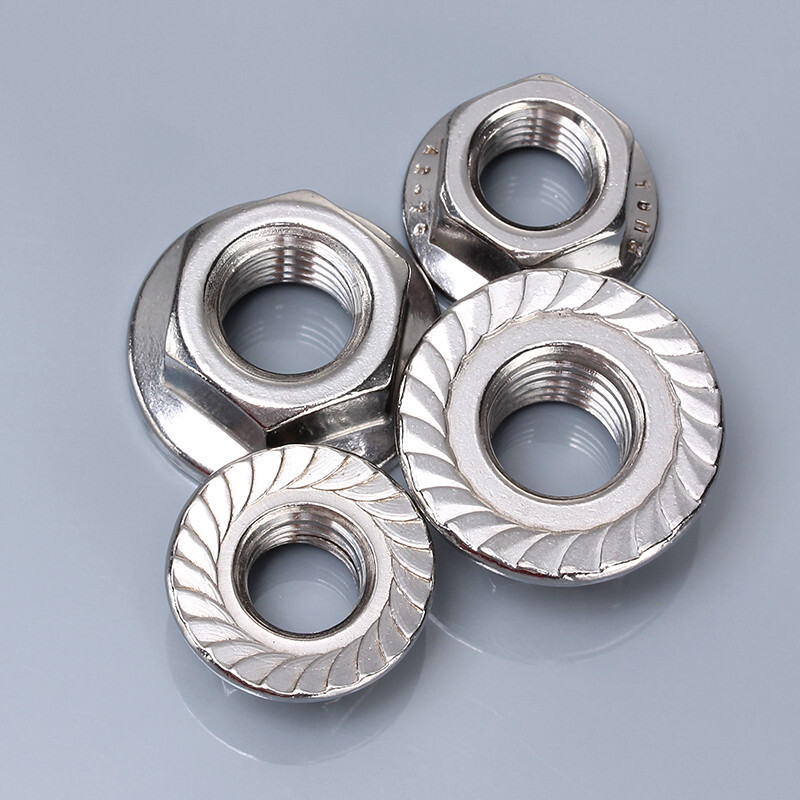 304 Stainless Steel Hex Flange Nuts Serrated Lock Nut 6# 8# 10# 1/4 5/ ...