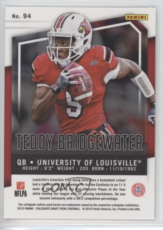 2015 Panini Prizm Collegiate Draft Picks Teddy Bridgewater #94 | eBay