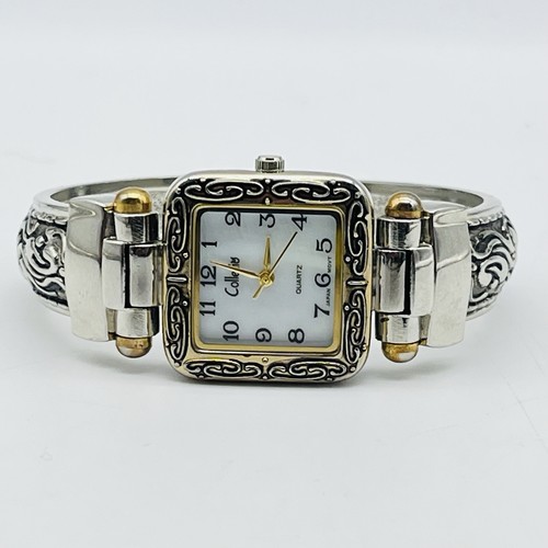 Collezio Women's Cuff Wristwatch Silver Tone Band Mother of Pearl Face ...