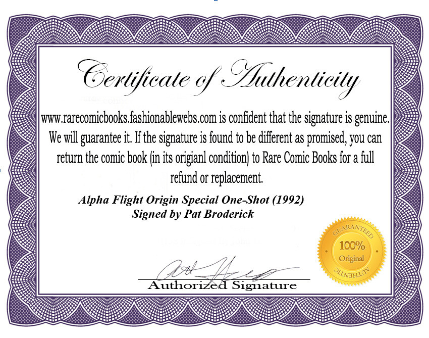 Alpha Flight Origin Special One-Shot (1992) Signed by Pat Broderick W ...