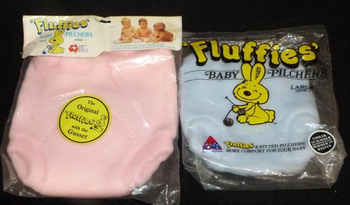 FLUFFIES BABY PILCHER NAPPY COVER x 2 BLUE SIZE 1 & PINK SIZE 2 - NEW ...