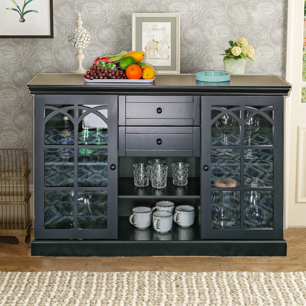 Sideboard Buffet With Glass Doors