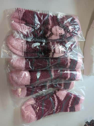 Mary Kay Women's One Size Pink Burgundy Striped Cozy Knit Socks Lot 6 ...