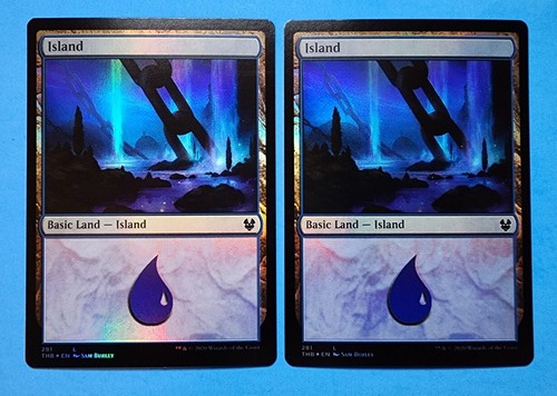 2x Island Basic Land Theros Beyond Death 2020 Mtg Magic Card Blue Foil ...