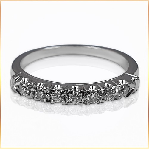 0.07TCW Brilliant Diamond U-Cut Pave Ladies Wedding Ring 18K White Gold ...