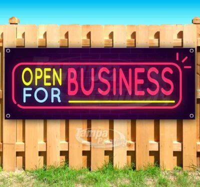 OPEN FOR BUSINESS Advertising Vinyl Banner Flag Sign Many Sizes NEON | eBay