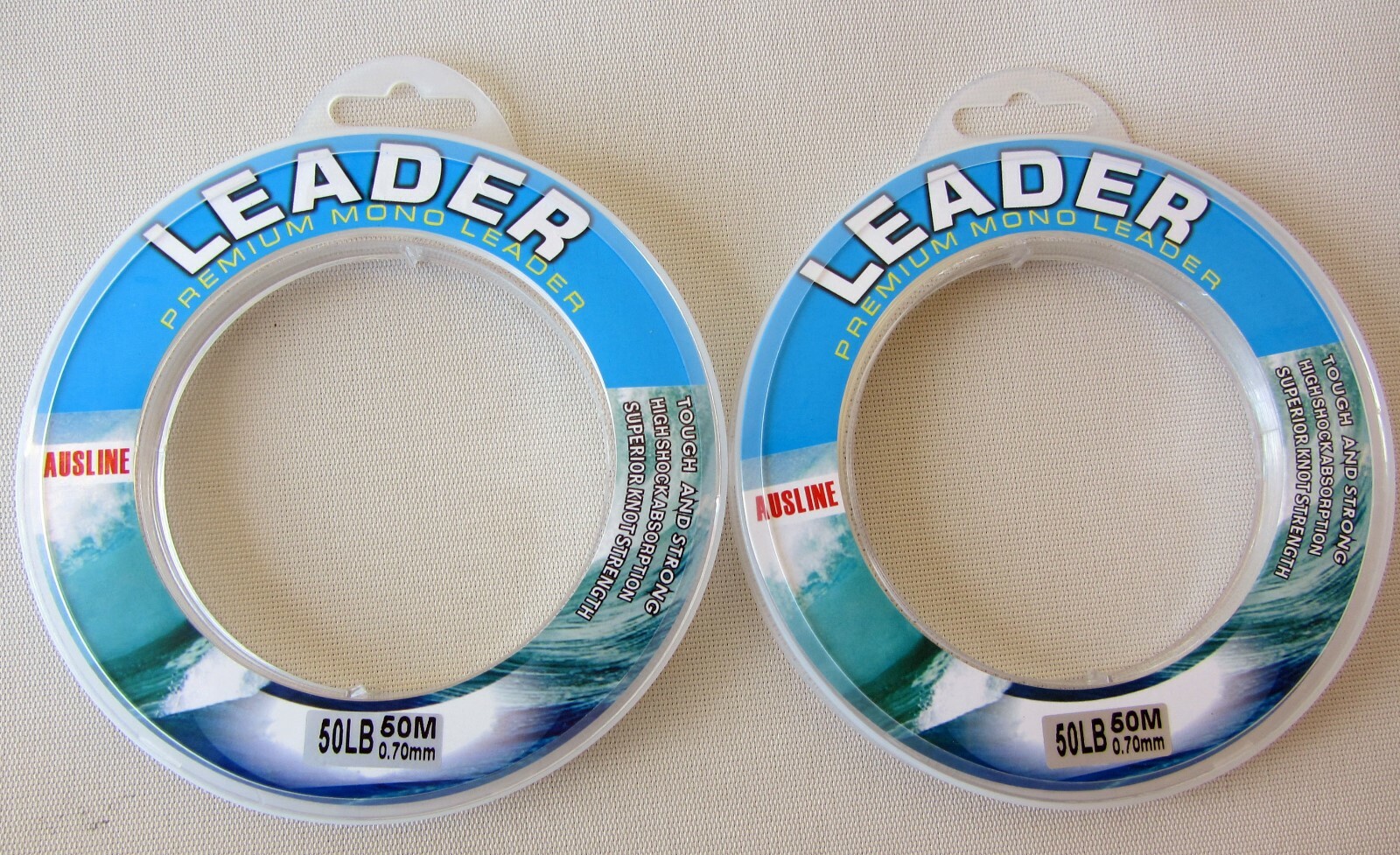 2 x Spools of 50m Various Sizes Premium Monofilament Fishing Leader ...