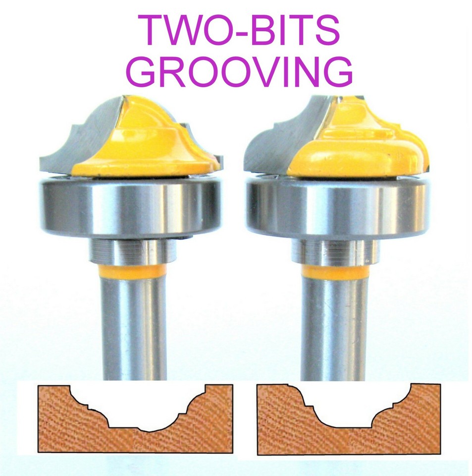 2 pc 1/2" Sh Top Bearing Classical Groove Flat & Ball Cove/Bead Router ...
