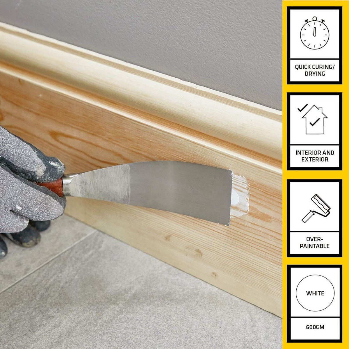 Silicone Sealant All-Purpose Ready Mixed Wall Filler 600g White - With ...