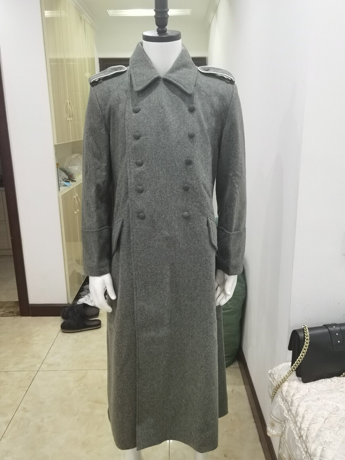 SIZE M GERMAN ARMY M40 FIELD GREY GREEN WOOL GREATCOAT TRENCH COAT WWII ...