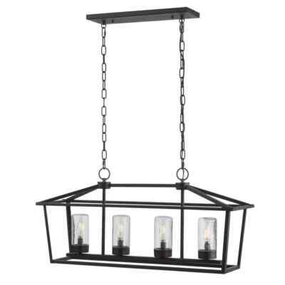 Home Decorators 4-Light Jill Linear Chandelier Textured Black Modern ...