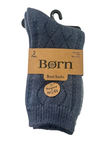 Born Super Soft Boot Socks Blue 2 Pairs Size 4-10 | eBay