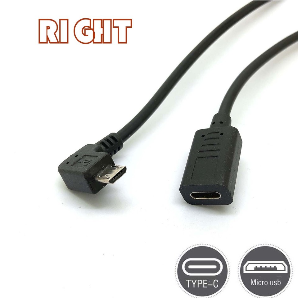 90 angle Type-C Female To Micro-B Micro male USB Charging Data otg ...