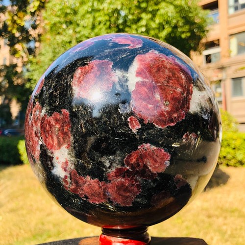14.16LB Natural Firework red garnet quartz polished sphere crystal ball ...