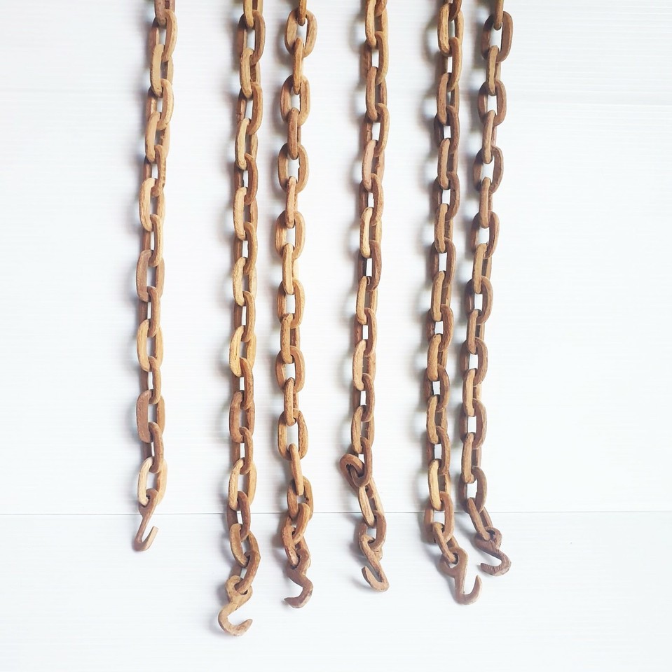 Vintage WOODEN CHAIN Rare Carved Wood Folk Art Sculpture Carving 39” | eBay