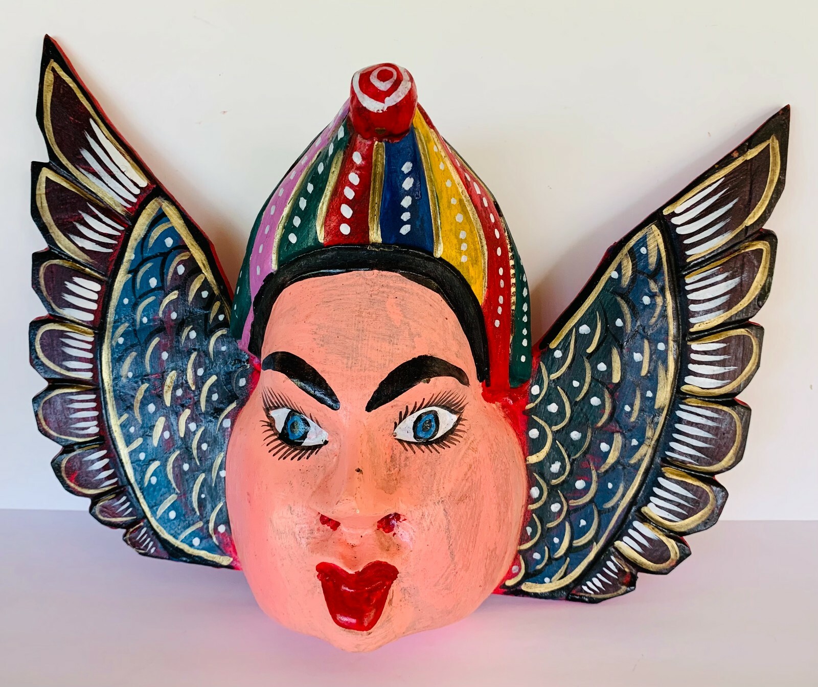 Mexican Folk Art Carved Wood Angel Cacheton Bust Wall Hanging Colonial ...