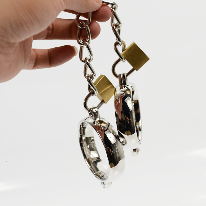 Metal Handcuffs Ankle Cuffs WIth Chain Restraint Binding Lock Shackle ...