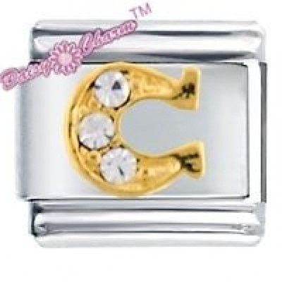 Daisy Charm - HORSESHOE W/ CRYSTALS - For 9mm Italian Modular charm ...