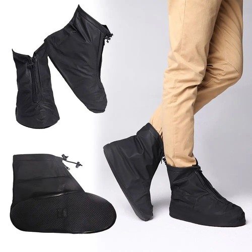 Waterproof Rain Shoe Covers Reusable PVC Zipper Galoshes for Cycling ...