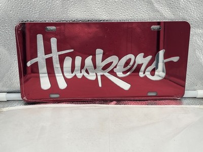 Nebraska Cornhuskers NCAA Red Mirrored Laser Cut License Plate ...