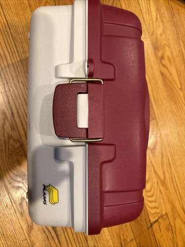 Vintage PLANO Maroon/Gray Fishing Tackle Box w/ Single Lift Up Tray U.S ...
