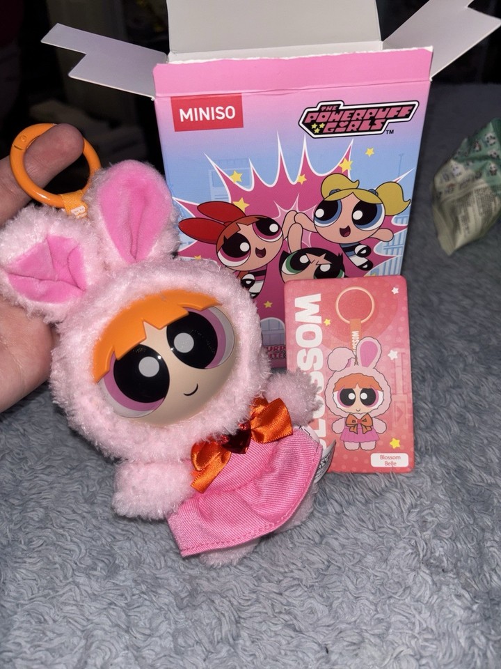 Miniso Powerpuff Girls Blossom Bunny Handbag Keychain Blind Box Doll ...