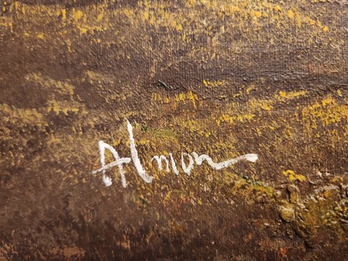 ALMON SIGNED PAINTING OIL ON CANVAS LARGE 36x24 FRAMED LANDSCAPE ...