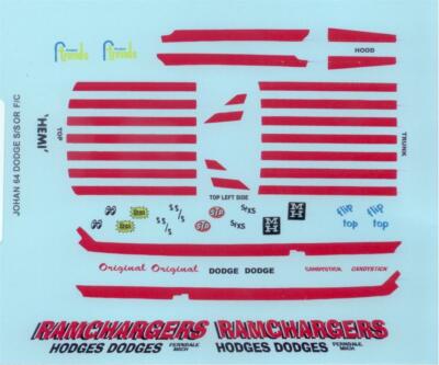 Yesteryear Ramchargers 64 Dodge 1/25 Drag waterslide decal | eBay