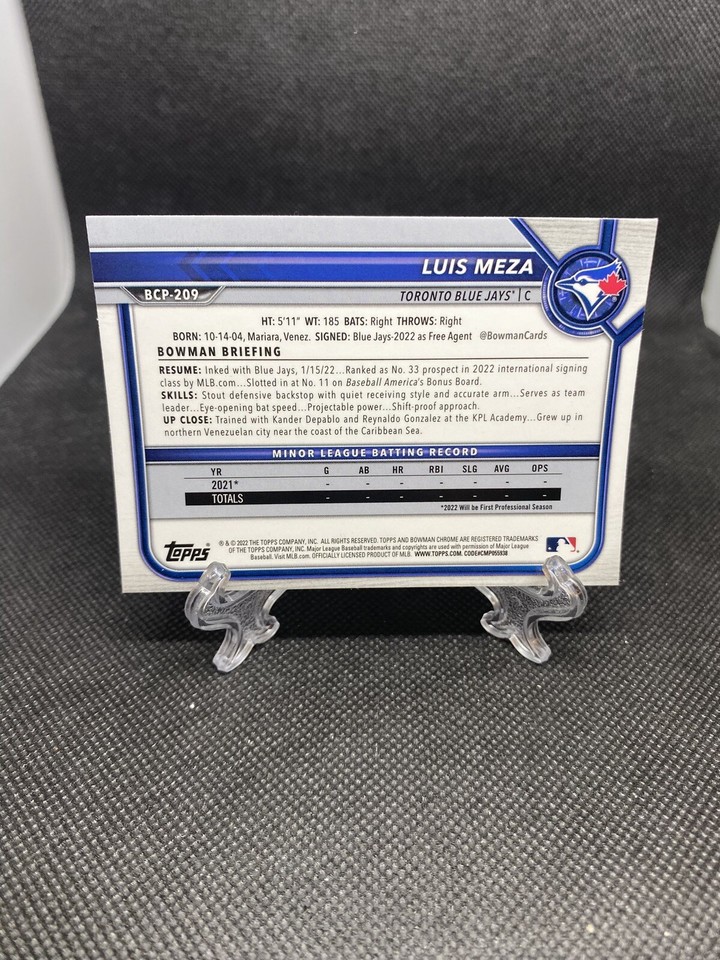 Luis Meza 2022 Bowman Chrome Baseball Mega 1st Bowman Mojo Blue Jays | eBay