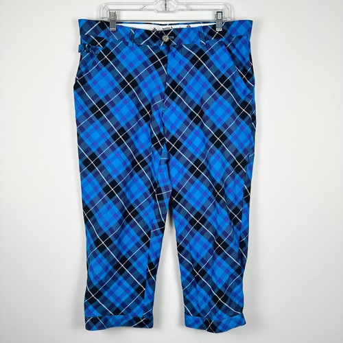 Royal & Awesome Plaid Tartan Golf Knickers Pants Mens 36 Blue Sporty ...