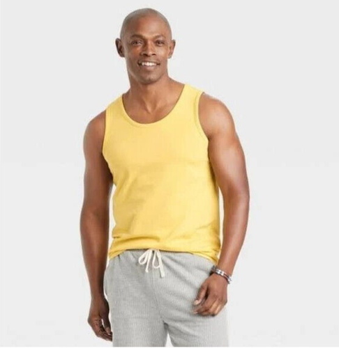 Goodfellow Mens Sleeveless Tank Top T-Shirt S SMALL Yellow Wheat Valley ...
