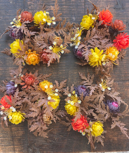 Vintage 70's Set of 4 FALL Orange Brown Flower Power Plastic Candle ...