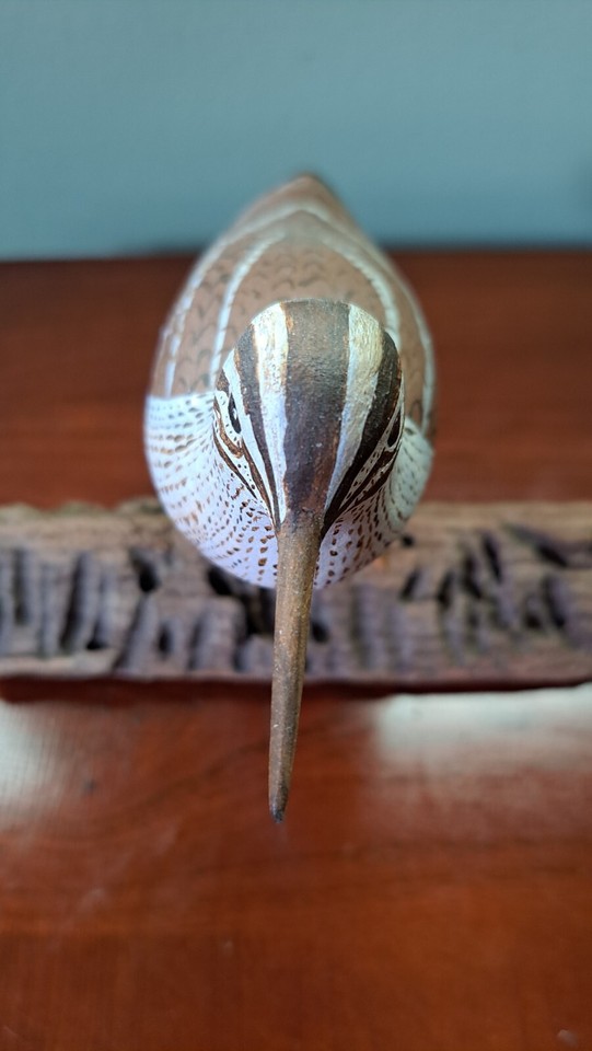 Hand Carved Wooden SNIPE SandPiper Shorebird Decoy Signed Art Beach ...