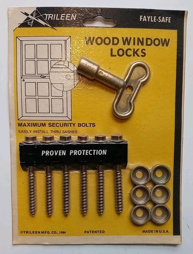 VINTAGE Trileen Fayle-Safe Wood Window Locks MAX Security NEW Sealed ...