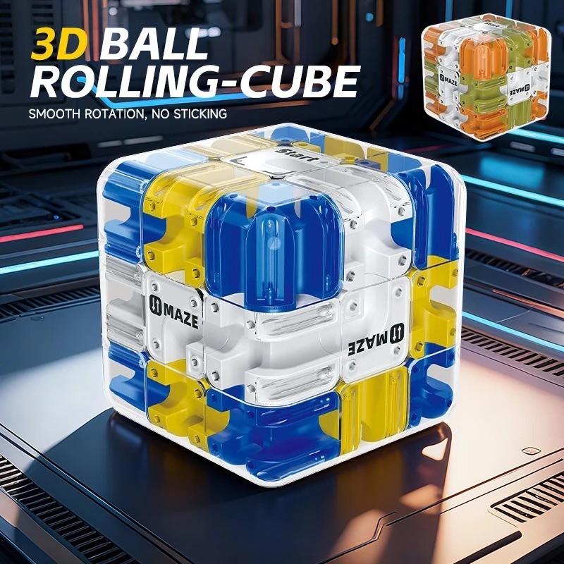 3D Maze Cube Puzzle - Large Labyrinth Ball Game with 6-Side Challenge ...