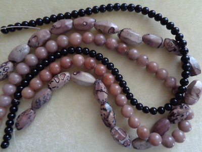 Earthtone 3 strand combo, Leopard Jasper, Autumn Jasper and Black Glass ...