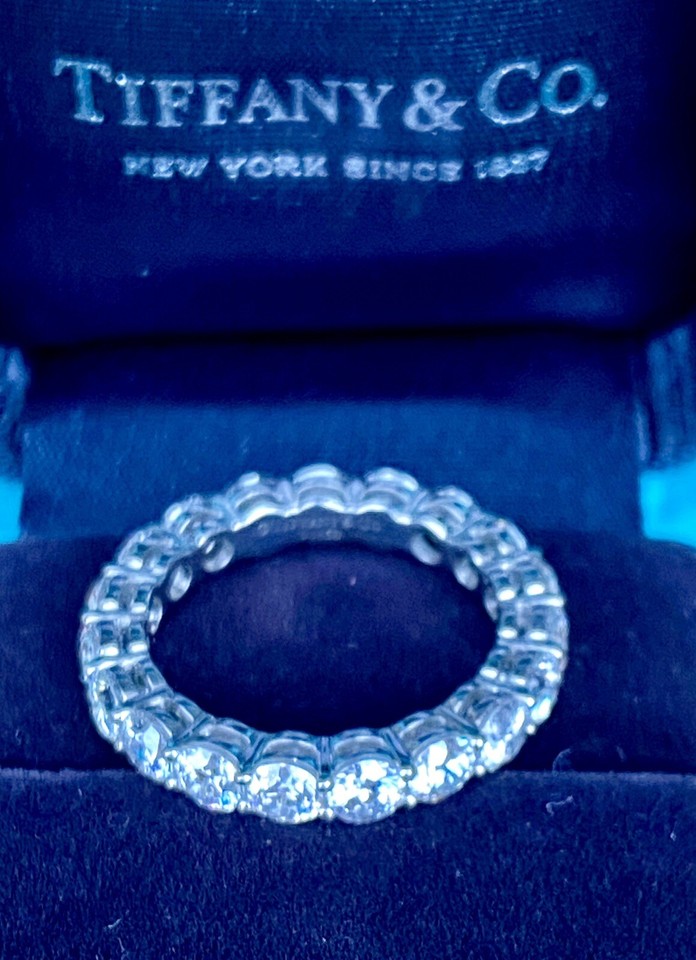 Tiffany Co 3.7mm Platinum 3.0ct Diamond Forever Eternity Wedding Band 6 ...