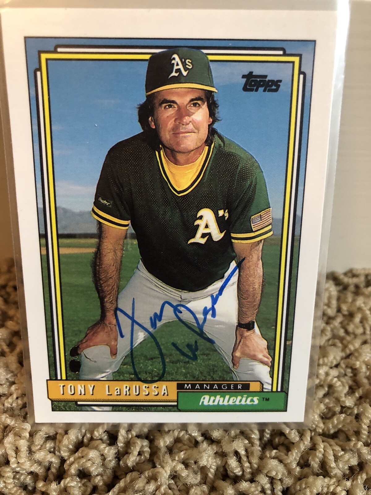 TONY LARUSSA 1992 TOPPS Autographed Signed AUTO Baseball Card ATHLETICS ...