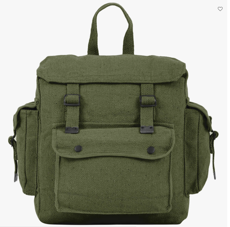 Large Canvas Webbing Backpack Satchel Rucksack Pocketed Haversack ...
