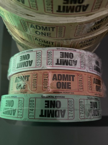 Admit One Raffle Tickets 1 Roll of 2000 Single Stub for a Carnival Fun ...