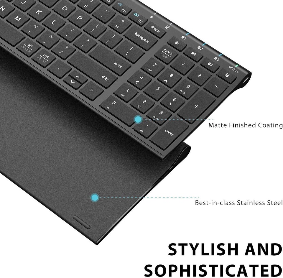 iClever BK10 Bluetooth Keyboard, Universal Wireless Keyboard, USB-C ...