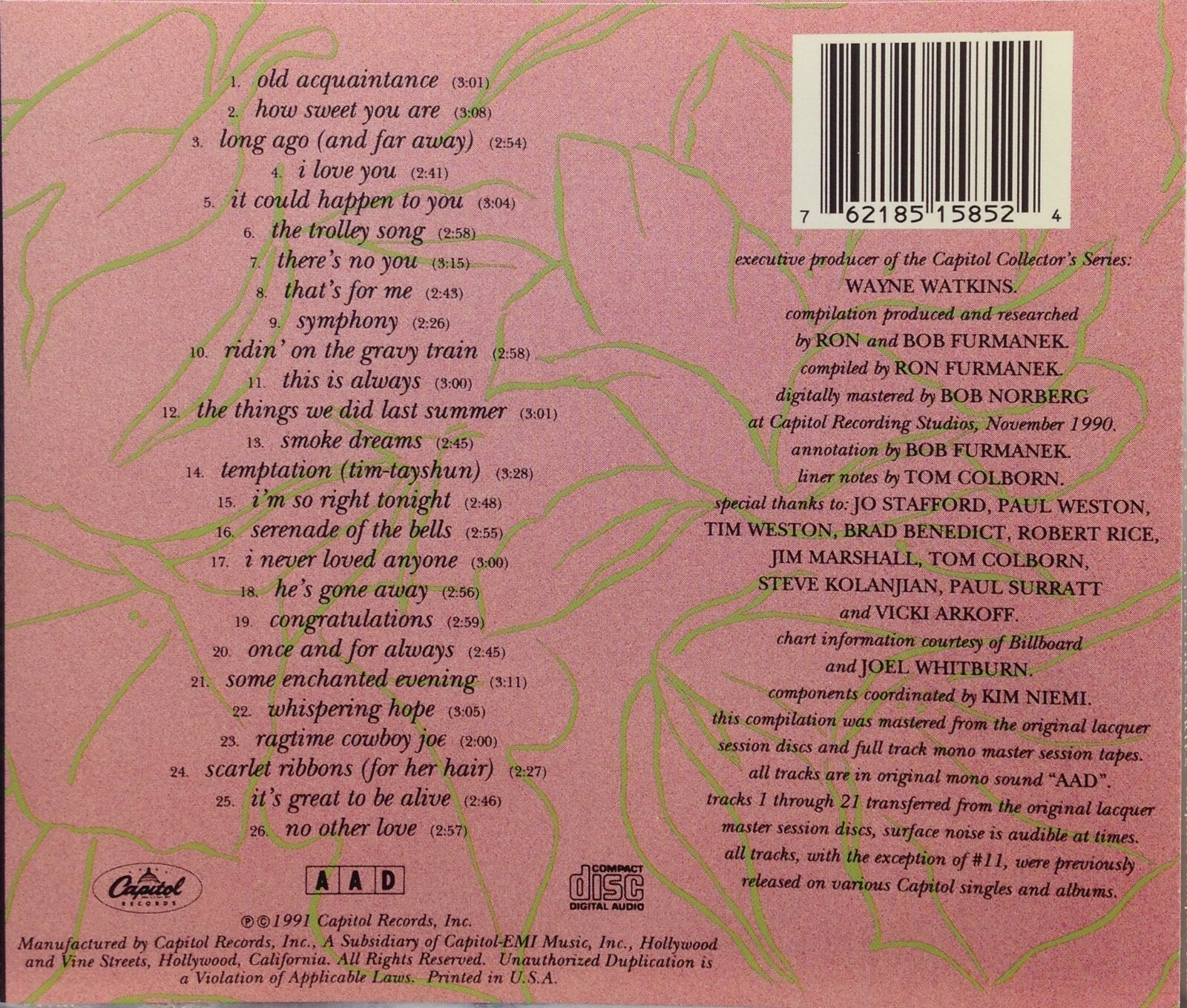 Capitol Collectors Series by Jo Stafford (CD, Jul-1996, Capitol/EMI ...