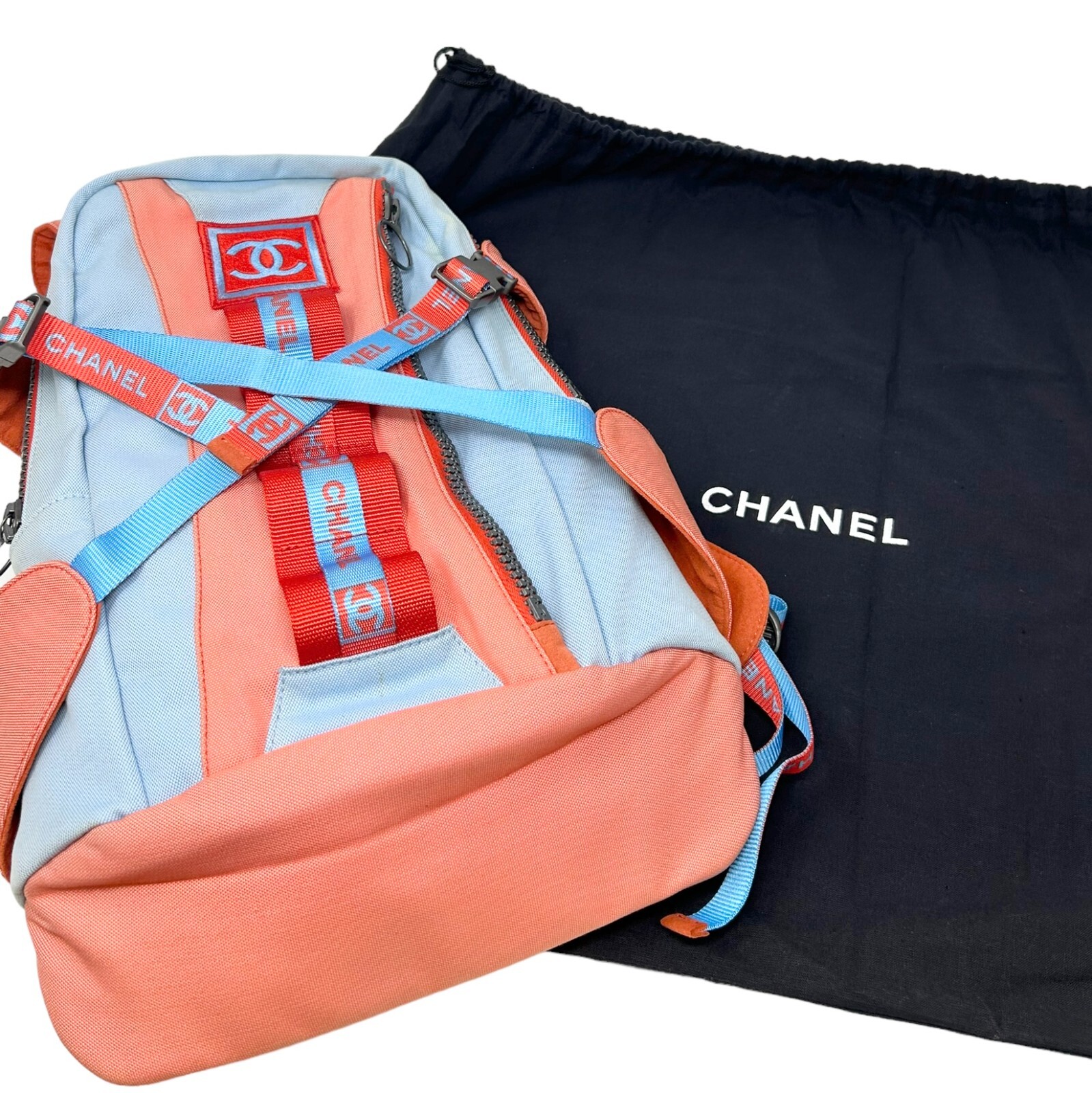CHANEL Sport Vintage 02S CC Mark Logo Backpack Blue N… - Gem